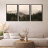 IDEA4WALL Misty Forest Landscape Brown Mountain Nature Decor Framed Canvas 3 Pieces Photograph ...